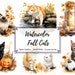 Watercolor Fall Cats Clipart - Autumn Watercolor - 25 Pngs - PNG Format ...