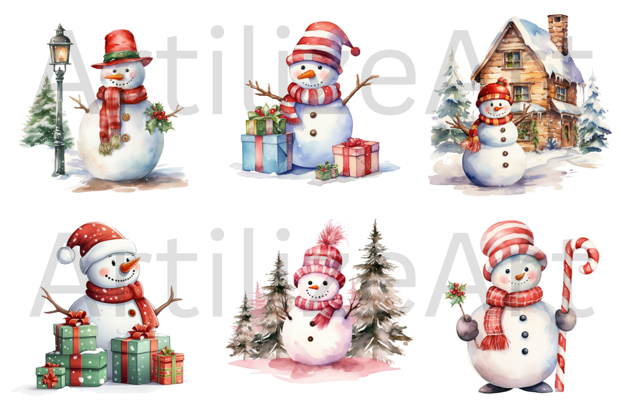 Cute Christmas Snowman Clipart Bundle Snowman Christmas Png Instant ...