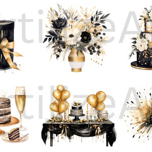 Watercolor New Years Clipart Bundle - New Year Png Transparent ...