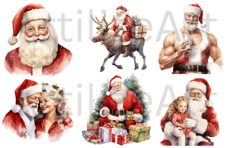 Christmas Santas Clipart Bundle Santa Christmas Png - Etsy