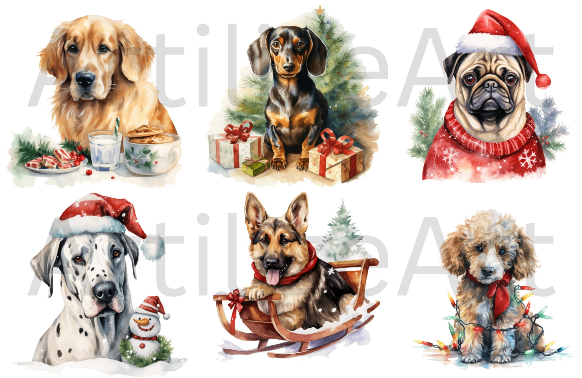 Christmas Dogs Clipart Bundle - Dog Christmas Png Transparent ...