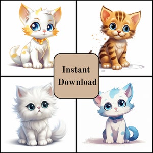Cute Cat Clipart, Cat Png Bundle - Commercial Use - Adorable A.I ...