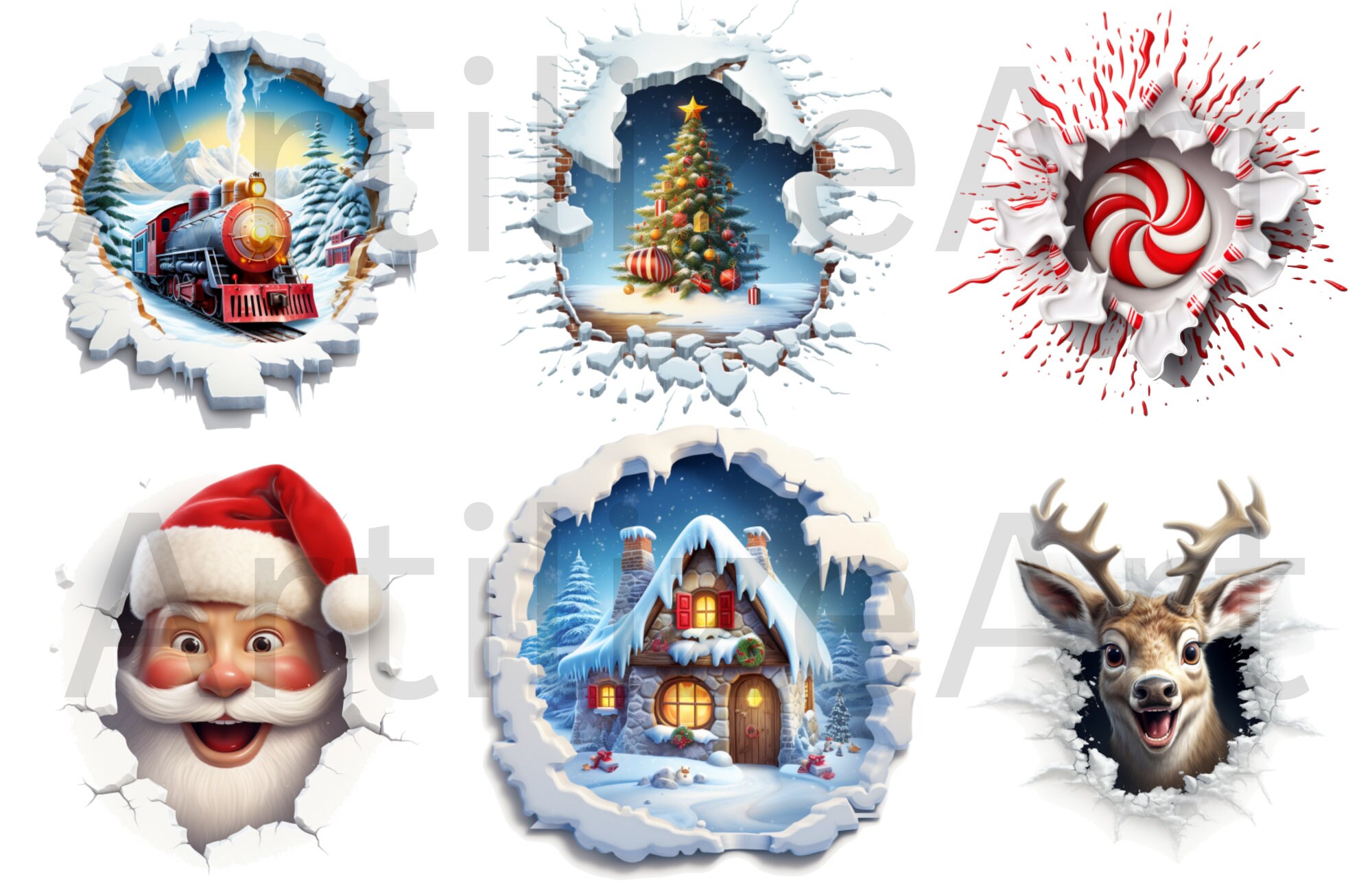 3D Christmas Clipart Bundle - Christmas 3D Png Bundle - Junk Journal ...