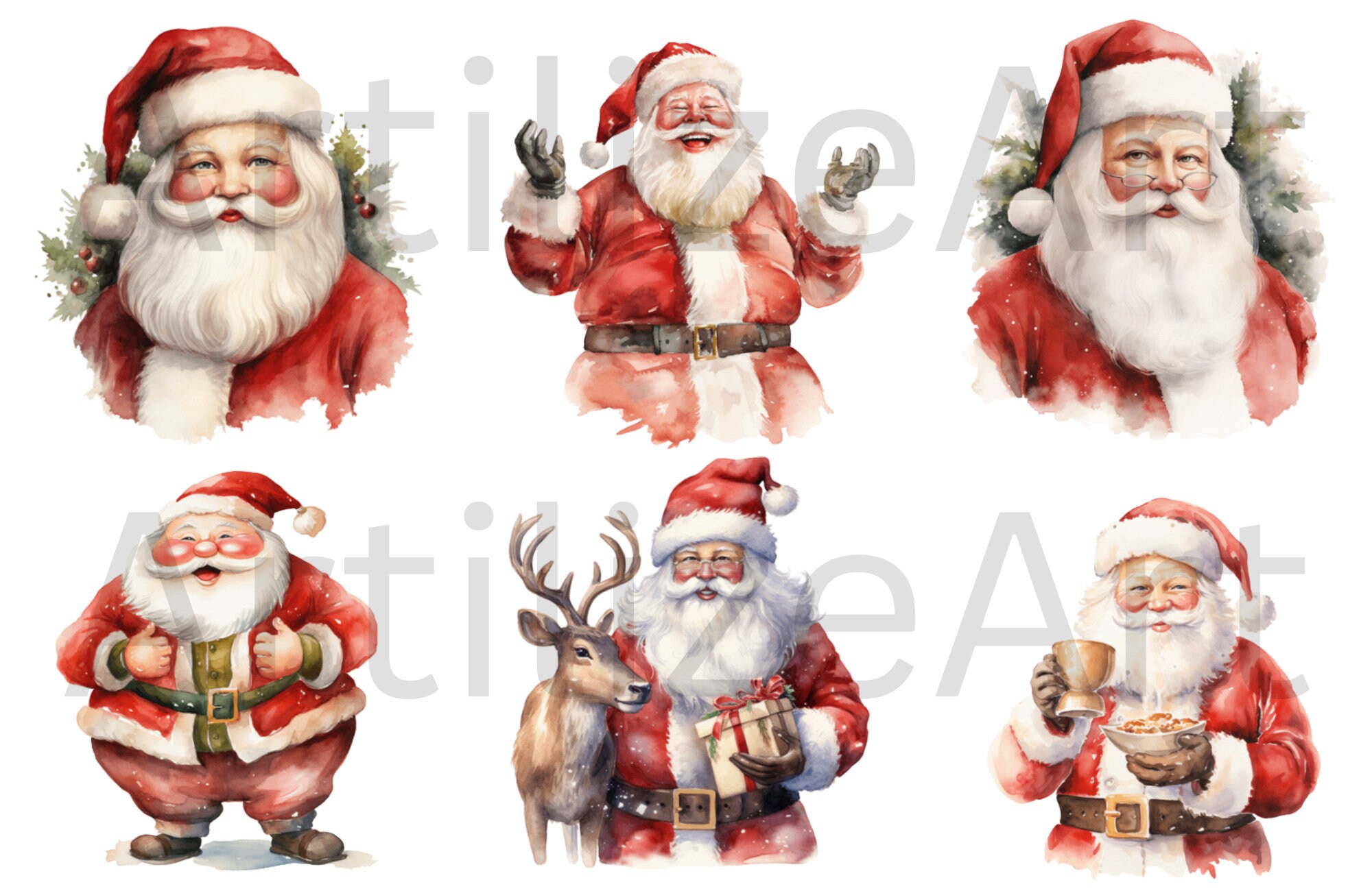 Christmas Santas Clipart Bundle Santa Christmas Png - Etsy