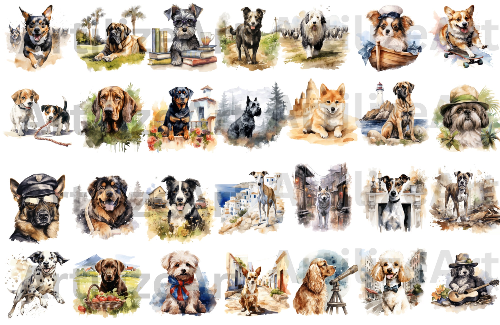 Dog Breeds Clipart Bundle PNG Format Instant Download Commercial Use ...
