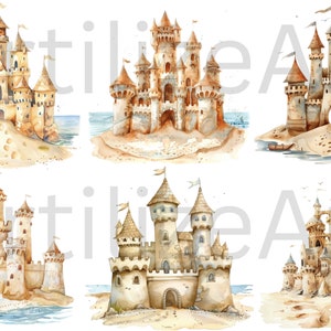 Watercolor Sandcastles Clipart - Sandcastle Watercolor PNG Format ...