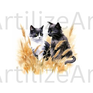 Watercolor Fall Cats Clipart - Autumn Watercolor - 25 Pngs - PNG Format ...