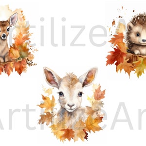 Watercolor Fall Baby Animals Clipart - Autumn Png - Instant Download ...