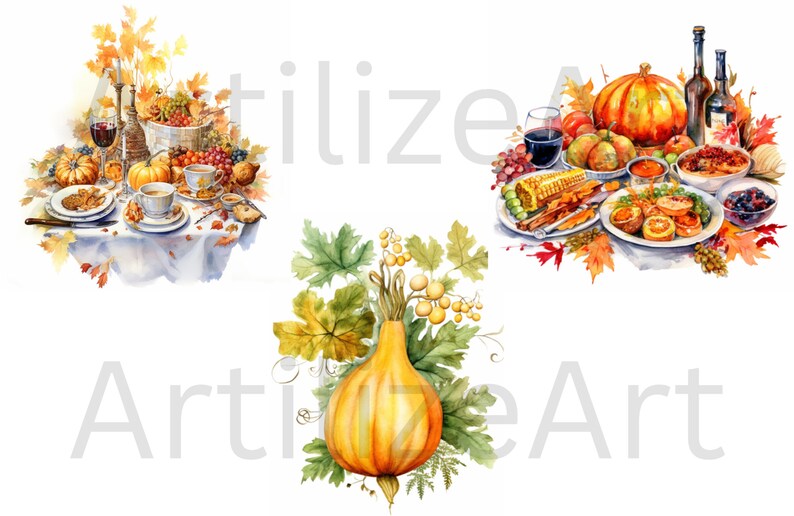 Watercolor Fall Foods Clipart - Autumn Watercolor PNG Format Instant ...