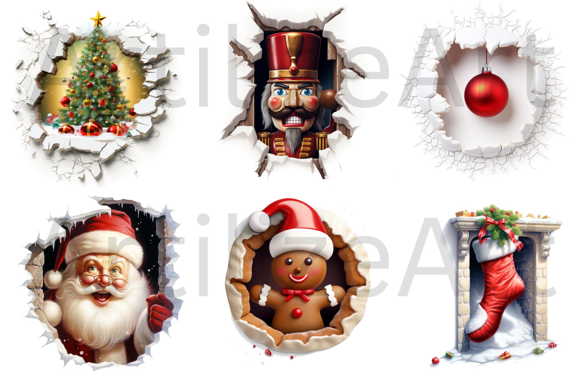 3D Christmas Clipart Bundle - Christmas 3D Png Bundle - Junk Journal ...