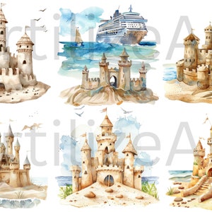 Watercolor Sandcastles Clipart - Sandcastle Watercolor PNG Format ...