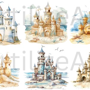 Watercolor Sandcastles Clipart - Sandcastle Watercolor PNG Format ...