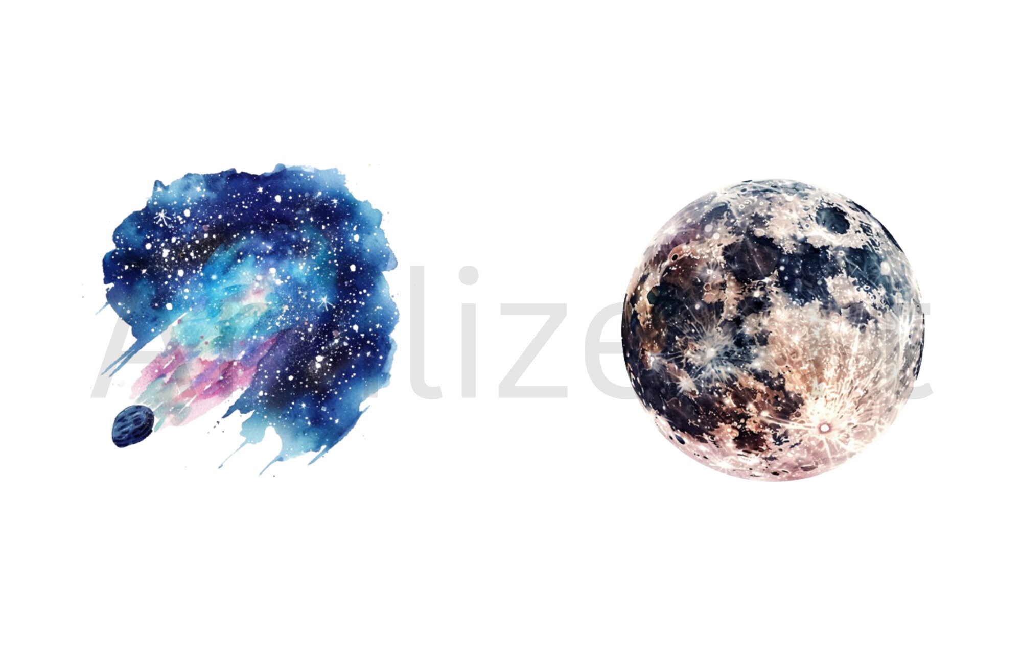 Watercolor Space Clipart Bundle - Space Transparent Pngs - Junk Journal ...