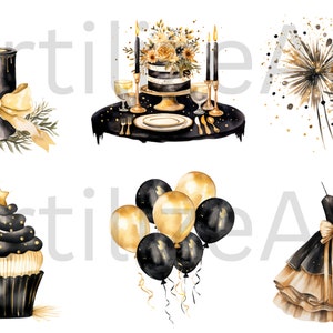 Watercolor New Years Clipart Bundle - New Year Png Transparent ...