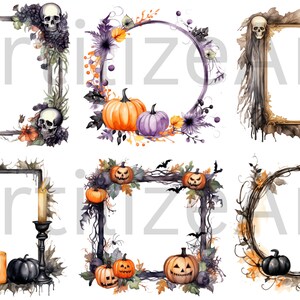 Watercolor Halloween Frames Clipart - Halloween Watercolor PNG Format ...