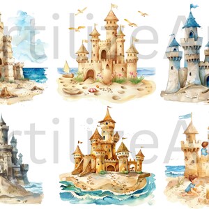 Watercolor Sandcastles Clipart - Sandcastle Watercolor PNG Format ...