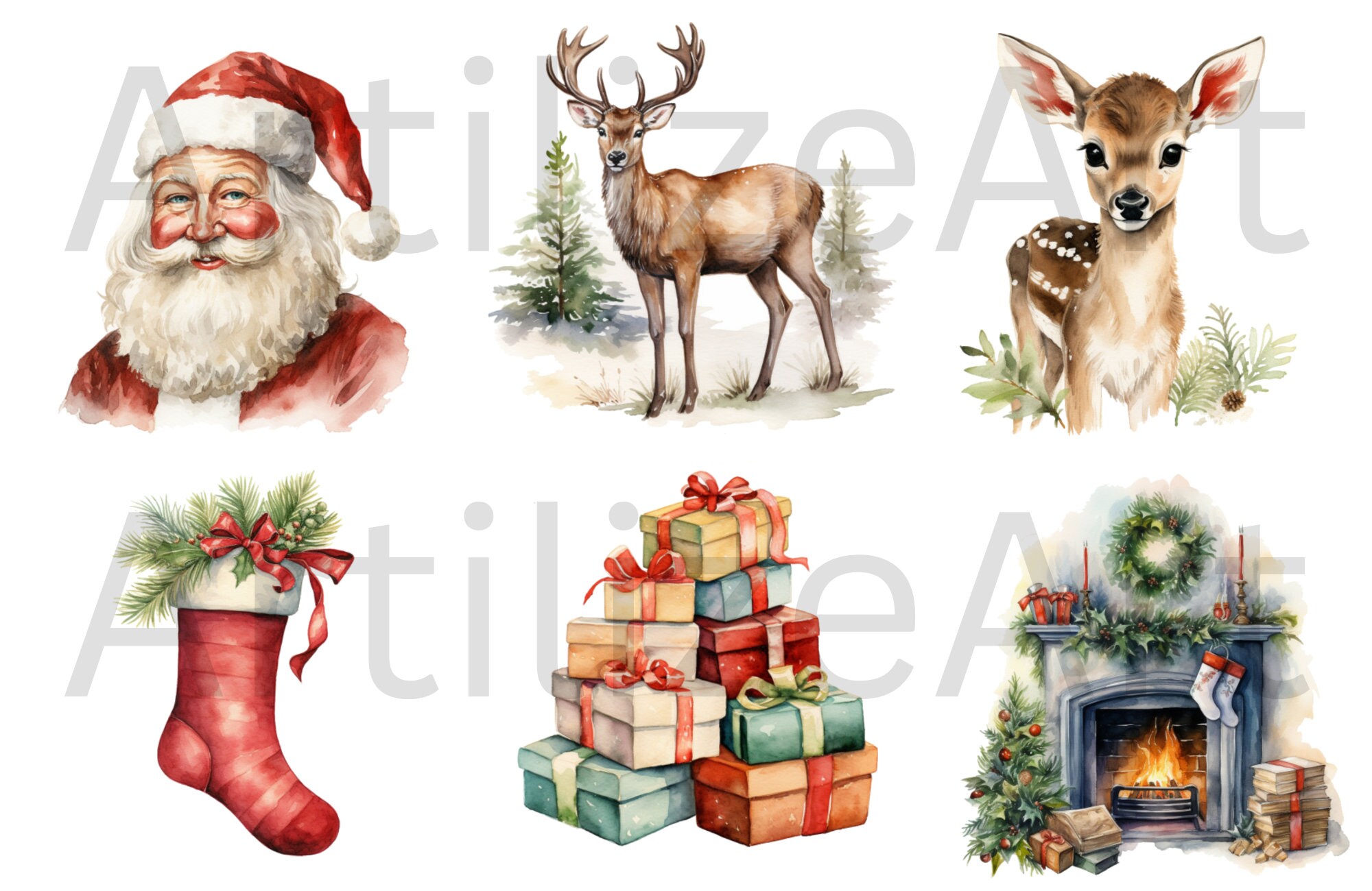 Christmas Vintage Clipart Bundle Retro Christmas Png Bundle Junk ...