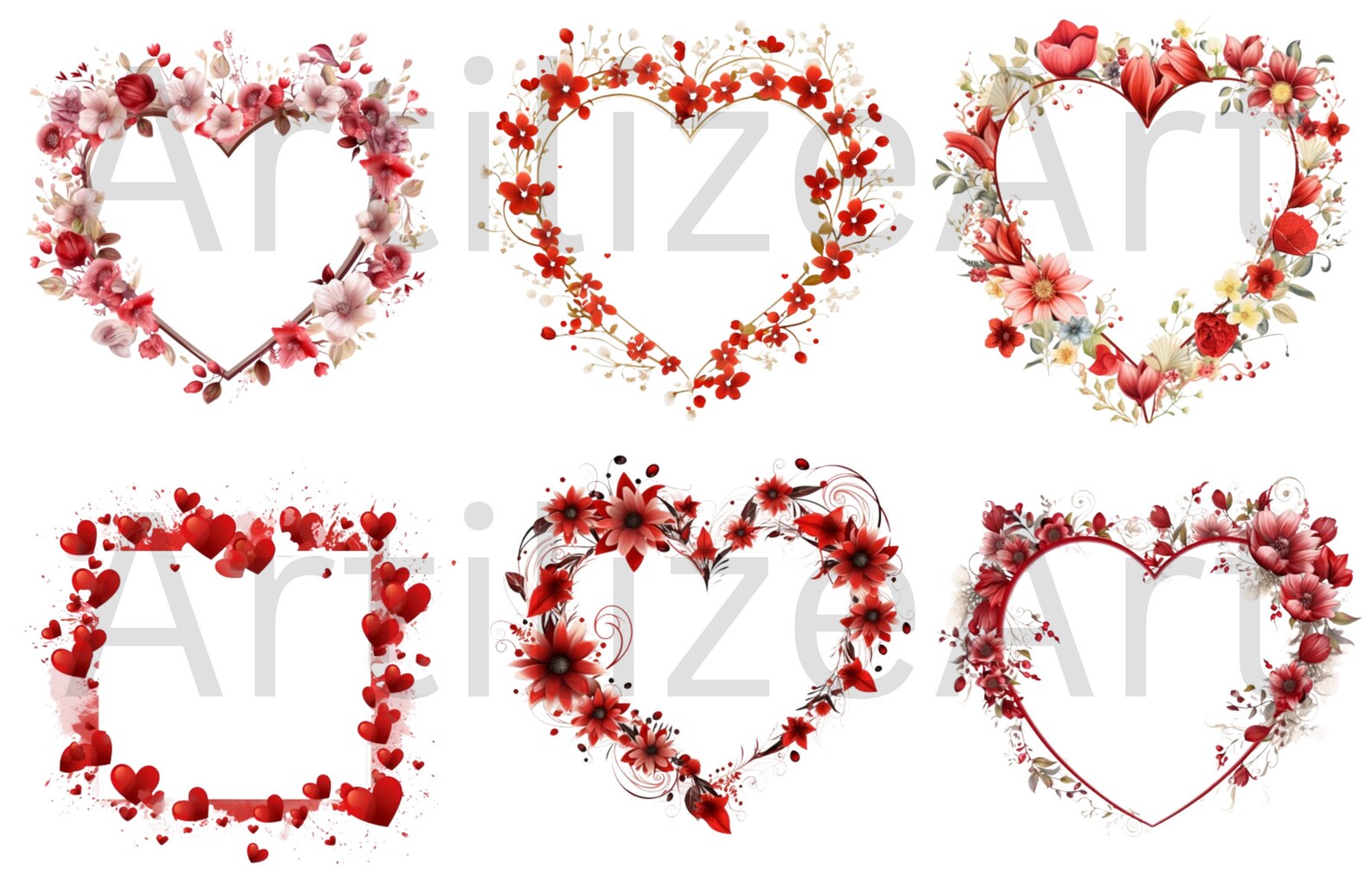 Valentines Day Frames Clipart Bundle Valentines Png Transparent Instant ...