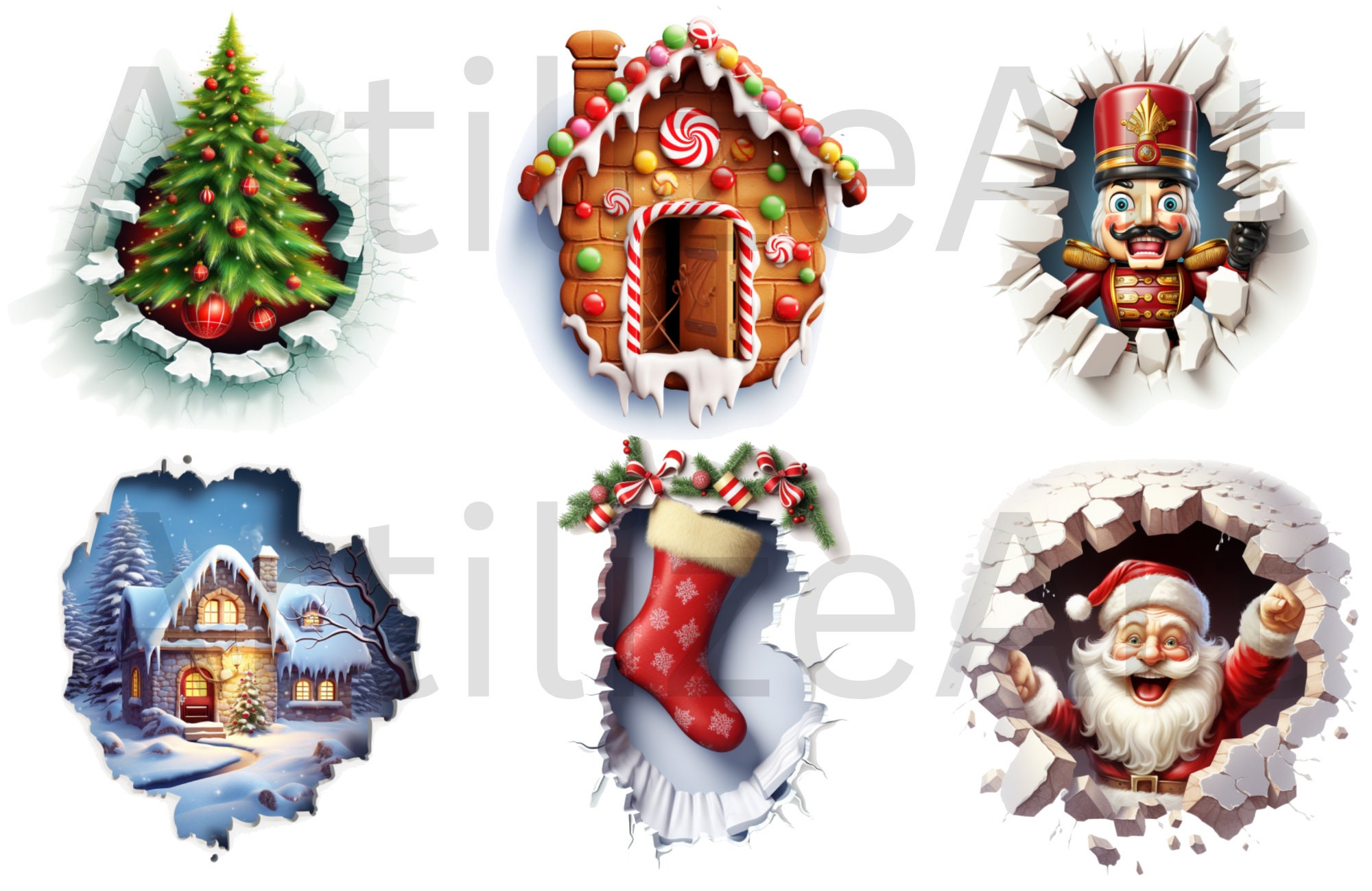 3D Christmas Clipart Bundle - Christmas 3D Png Bundle - Junk Journal ...