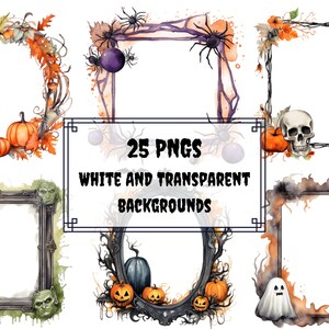 Watercolor Halloween Frames Clipart - Halloween Watercolor PNG Format ...