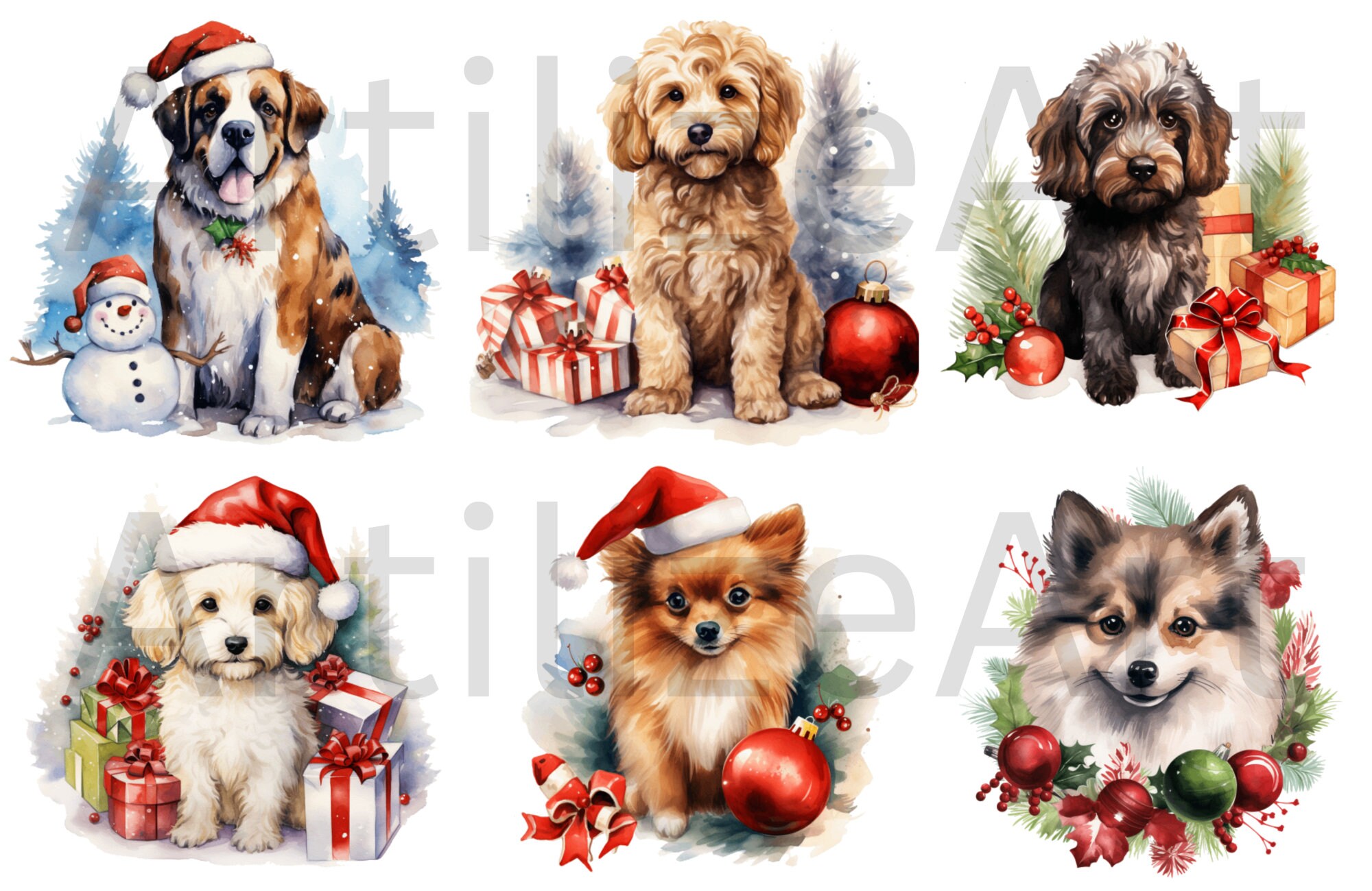 Christmas Dogs Clipart Bundle - Dog Christmas Png Transparent ...