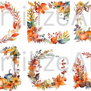 Watercolor Fall Frames Clipart Autumn Png Instant Download Commercial ...
