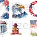 Watercolor Patriotic Clipart Bundle - America Watercolor PNG Format ...