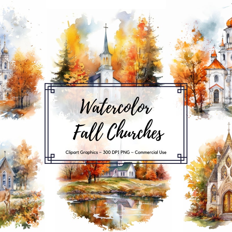Fall Church Clipart - Etsy