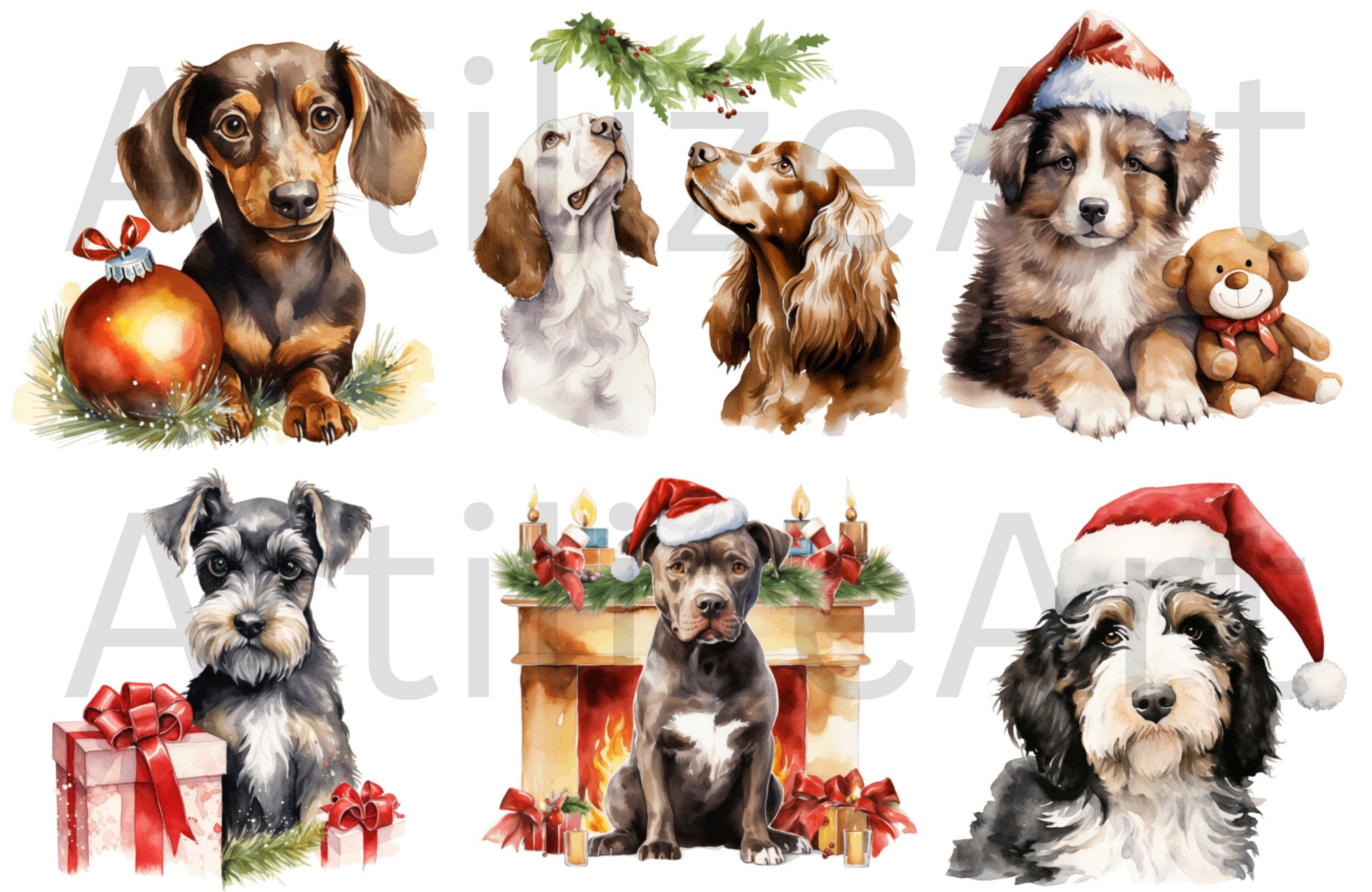 Christmas Dogs Clipart Bundle - Dog Christmas Png Transparent ...