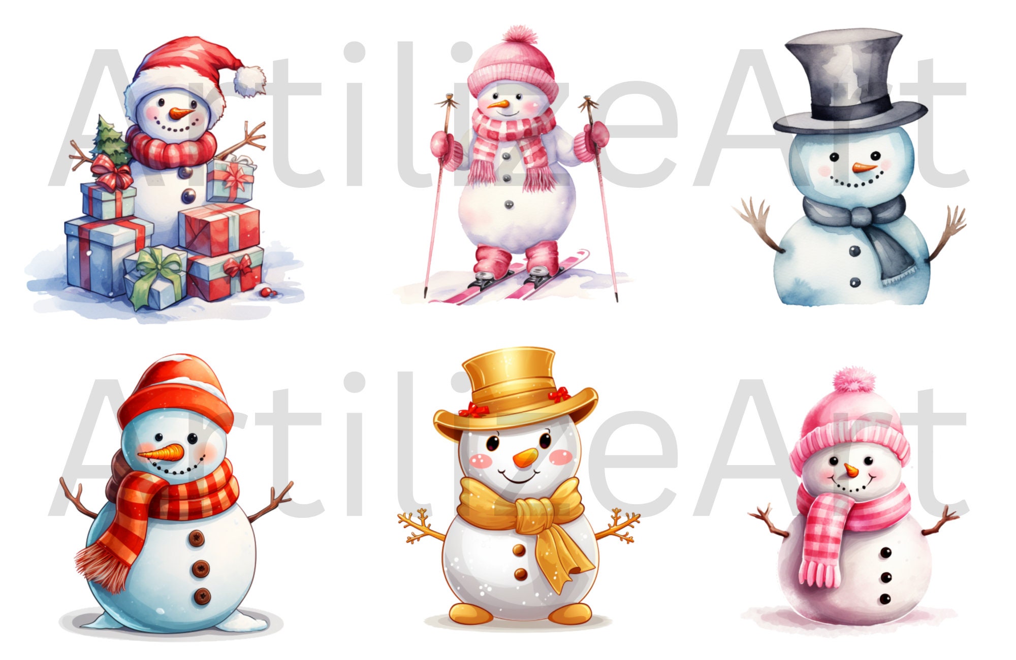 Cute Christmas Snowman Clipart Bundle - Snowman Christmas Png - Instant ...
