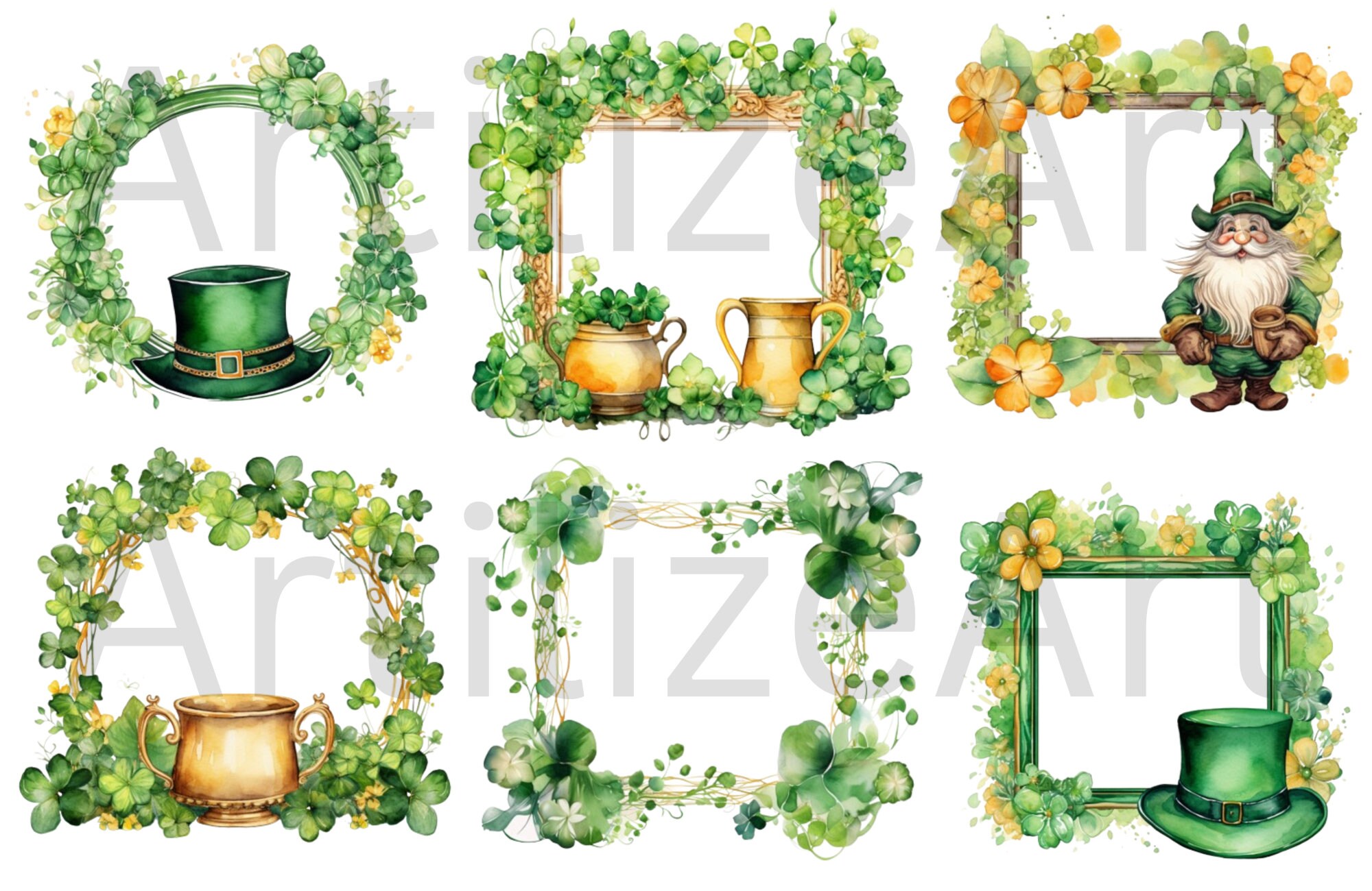 St. Patrick's Day Frames Clipart Bundle - Saint Patrick Png Transparent ...