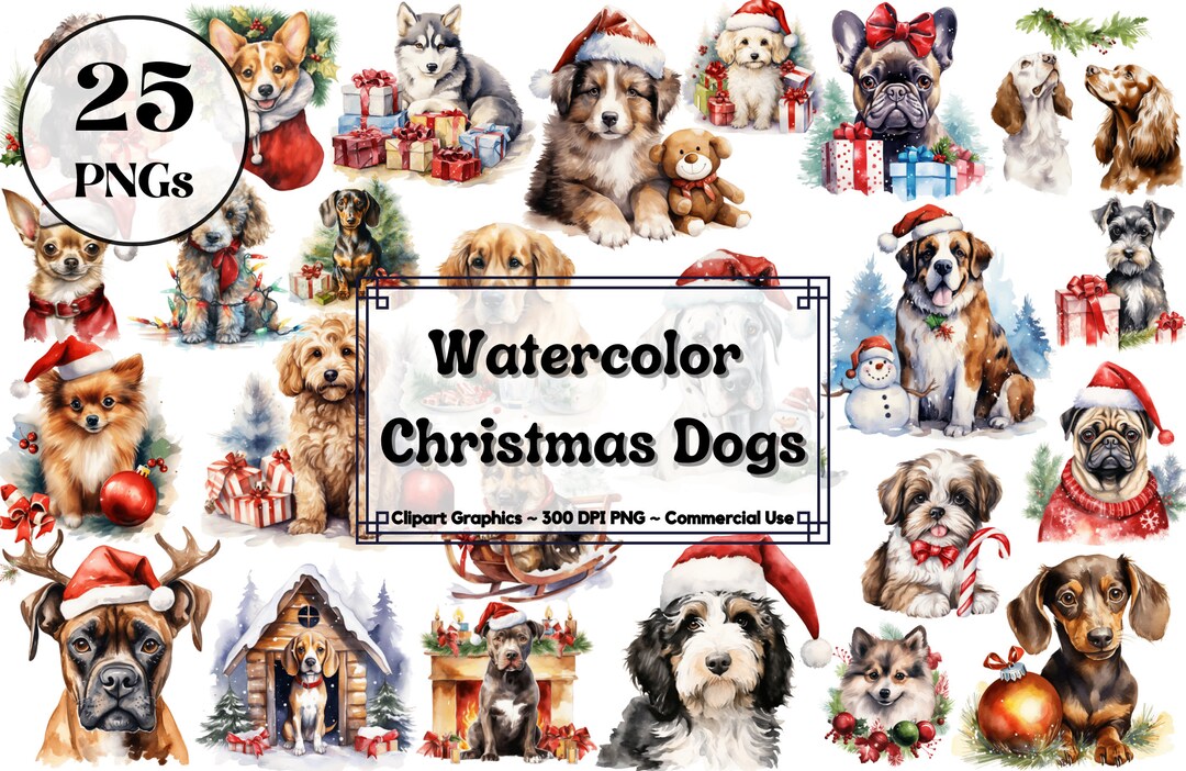 Christmas Dogs Clipart Bundle - Dog Christmas Png Transparent ...