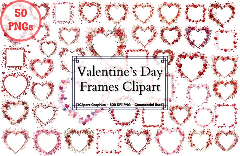 Valentines Day Frames Clipart Bundle - Valentines Png Transparent ...