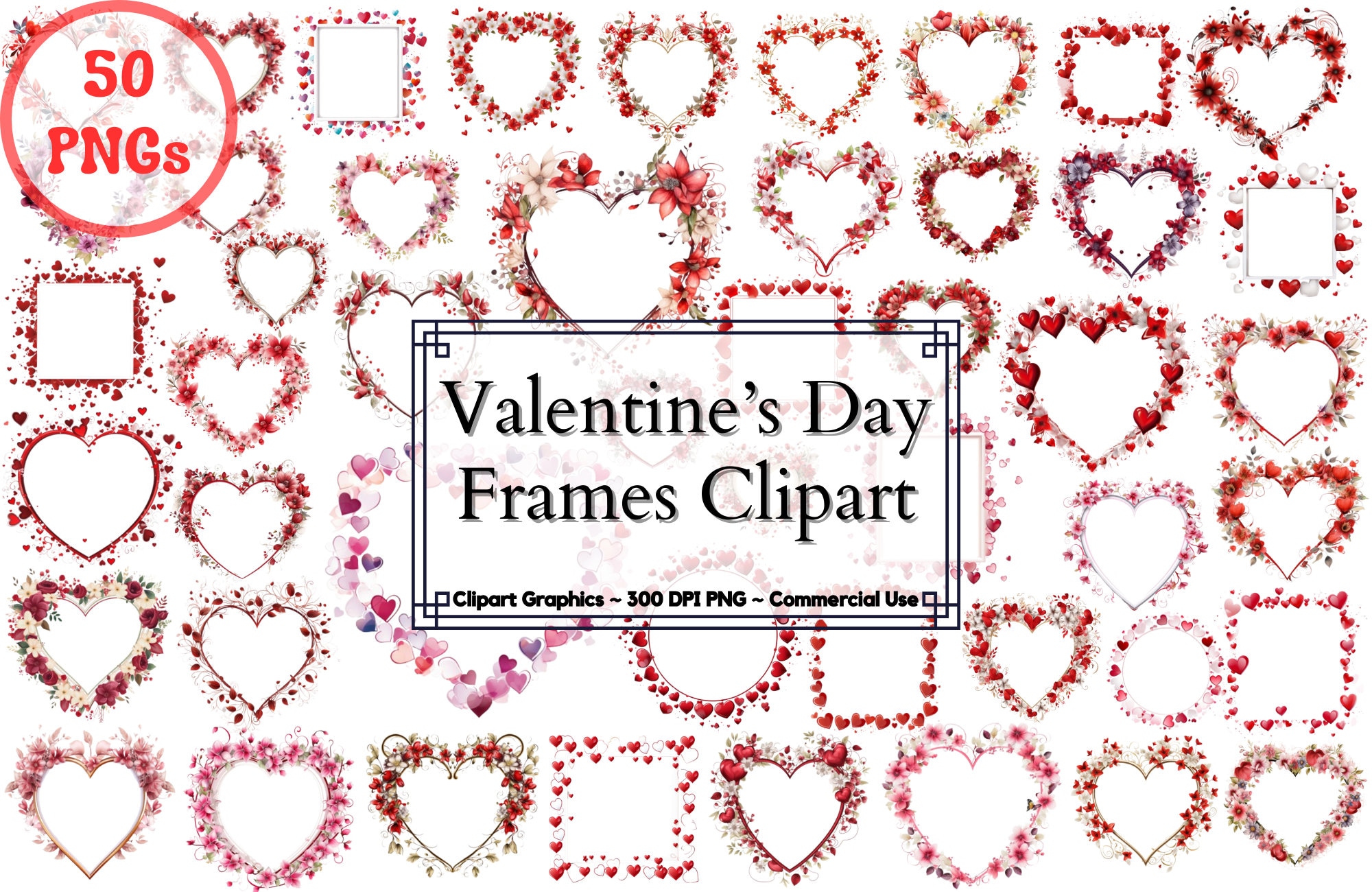 Valentines Day Frames Clipart Bundle - Valentines Png Transparent ...