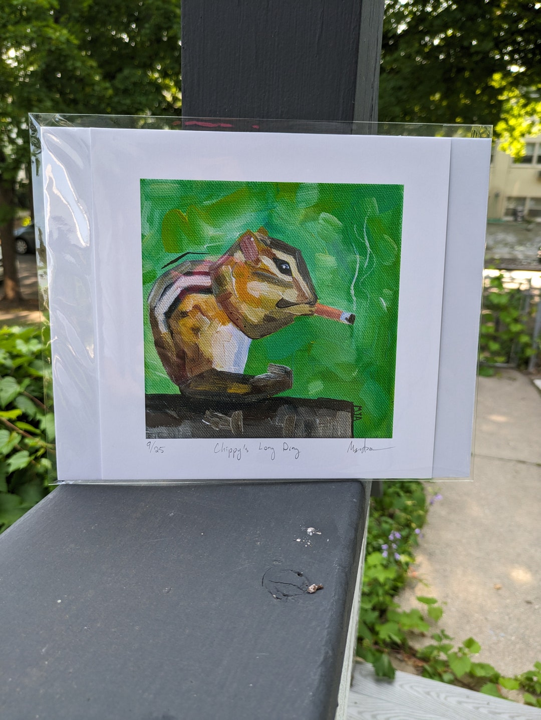 Chippy's Long Drag Funny Chipmunk Art Giclee Squirrel Print Cigar ...