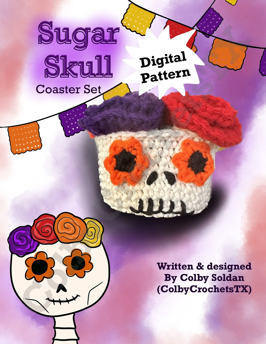 Sugar Skull Coaster Set Crochet Pattern *digital PDF - Etsy