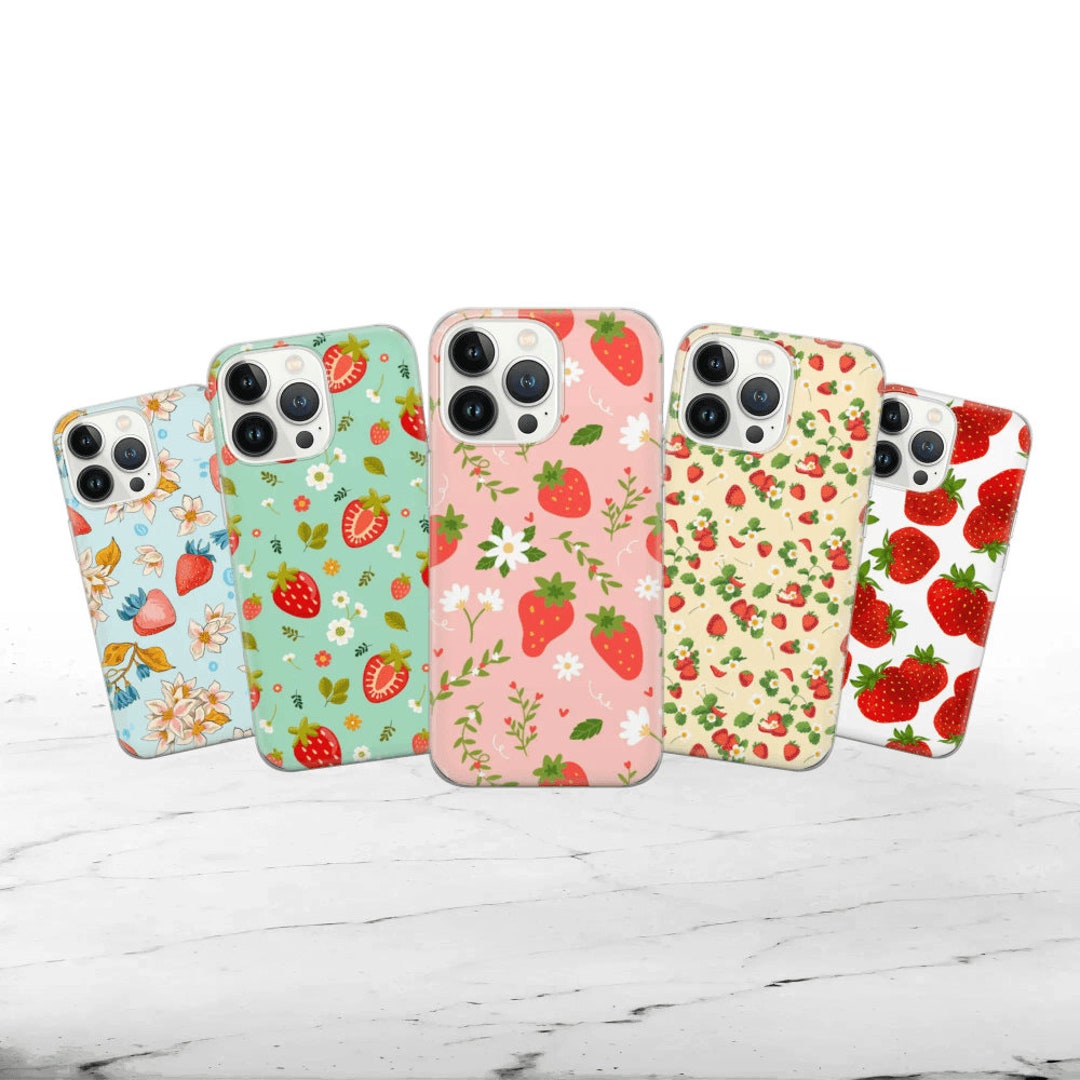 Strawberries Phone Case Pastel Cover for iPhone 14 13 12 Pro 11 XR 8 7 ...