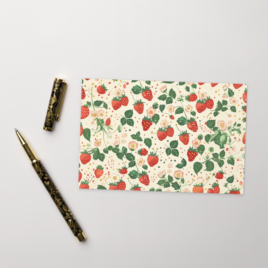 STRAWBERRY Postcard, Berry Postcard, Red Berry Standard Postcard Funky ...
