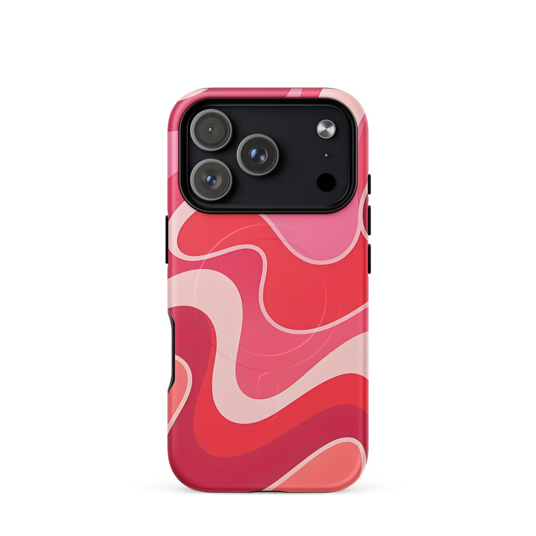 Pink Wavy Aesthetic Magsafe® Tough Case for Iphone® Pink Lines Bohemian ...