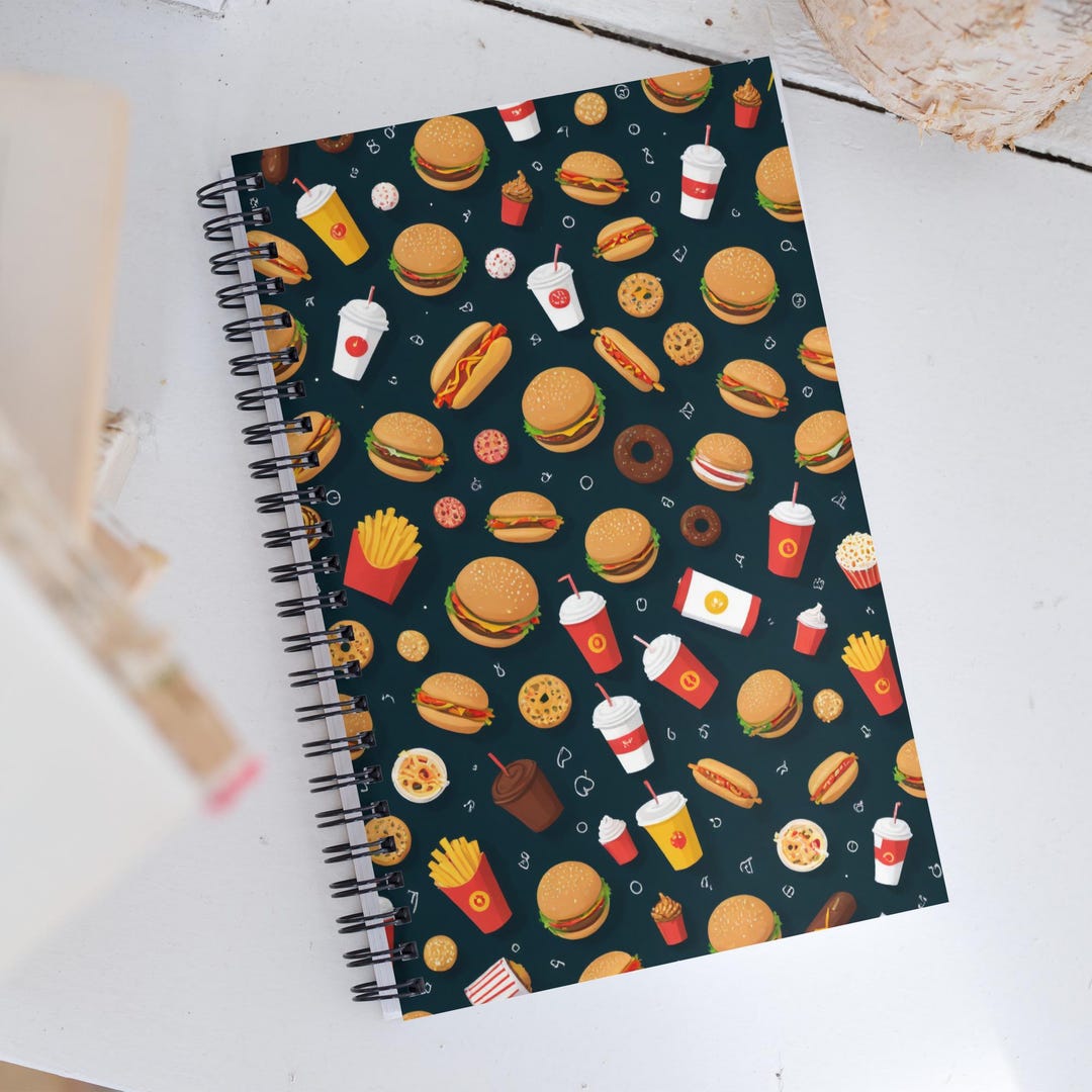 FAST FOOD Spiral Notebook Jornal Elegant Notes Notebook Pizza Burgers ...