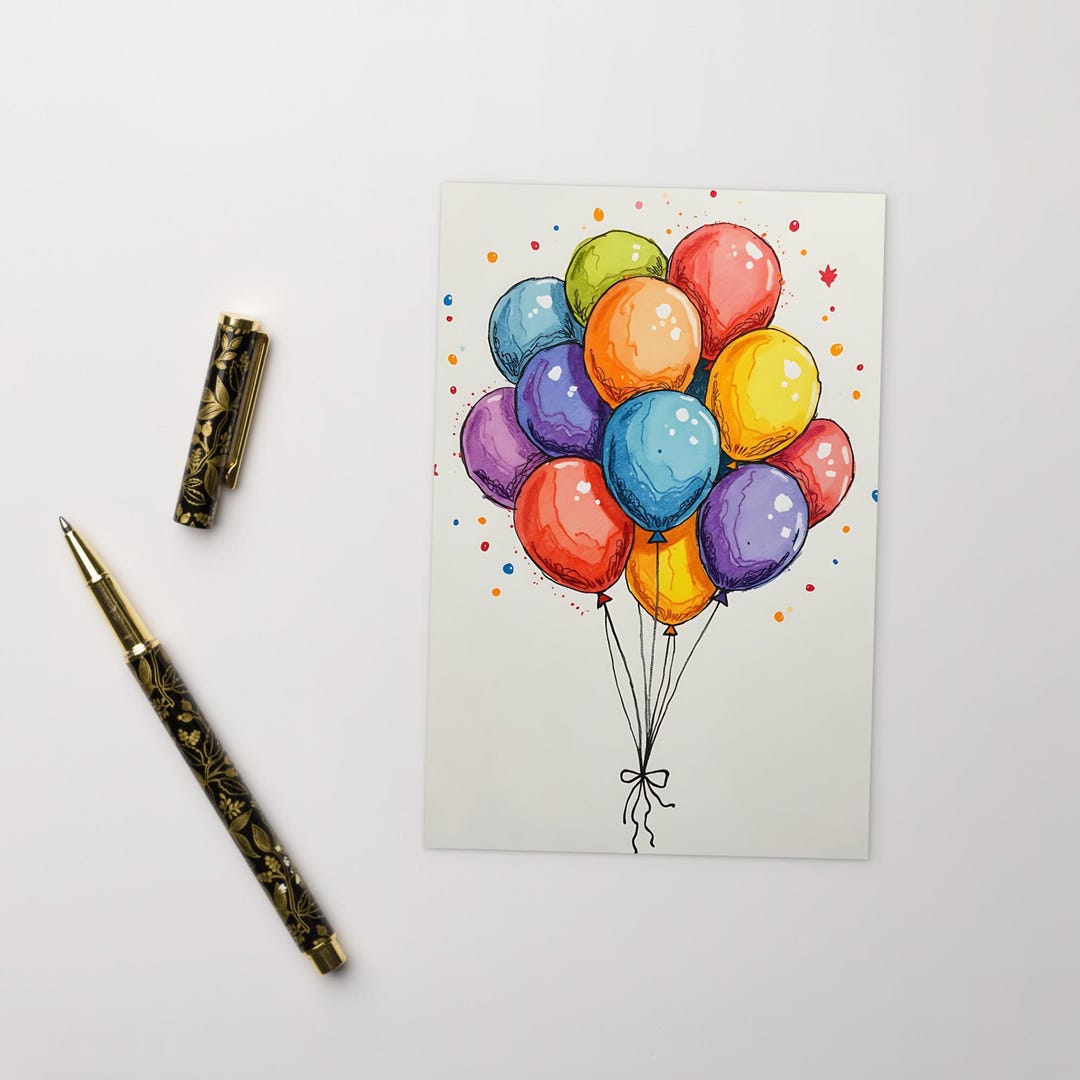 BIRTHDAY Postcard, Celebrate Postcard, Birthday Ballons Standard ...