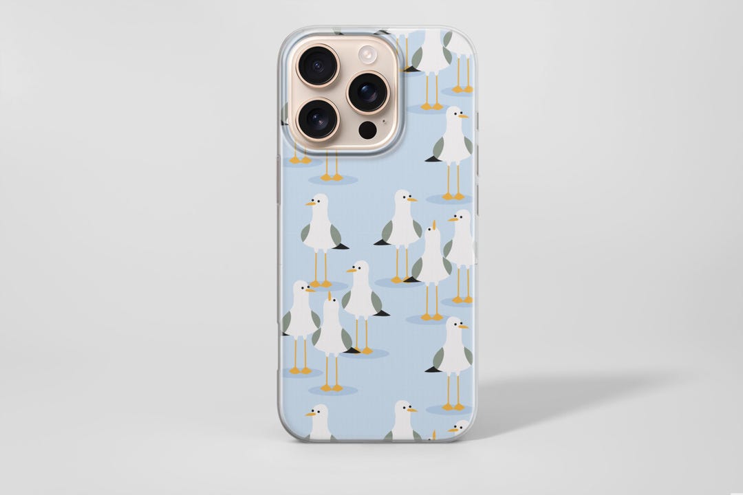 Seagull Phone Case Waves Blue Birds Cover for iPhone 16e, 15, 14, 13 ...