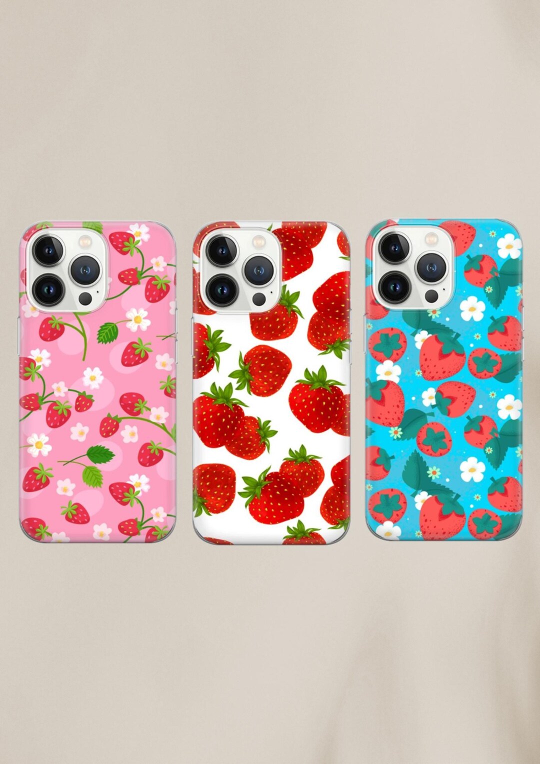Strawberry Case Phone Case Red Berries Phone Cover for iPhone 17, 16e ...