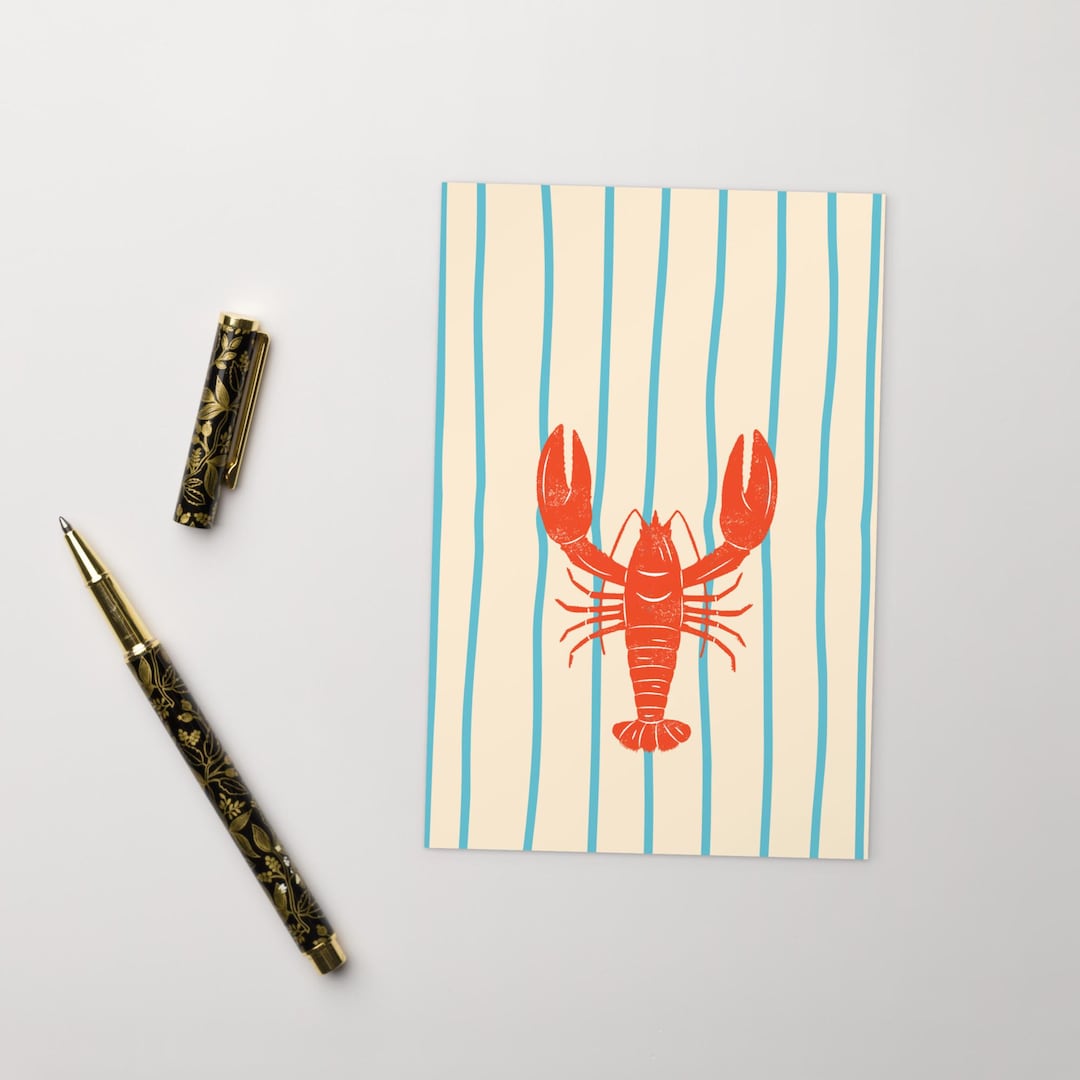 LOBSTER Postcard, Funky Crabs Postcard, Underwater Standard Postcard ...