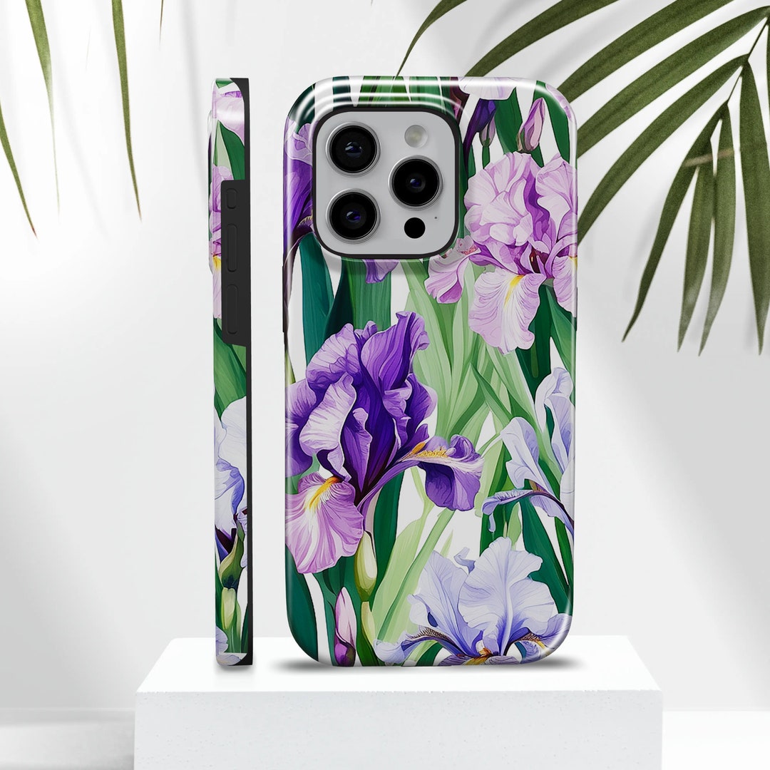 IRIS Bloom Phone Case Purple Tough Cover for iPhone 16e, 15, 14, 13, 12 ...