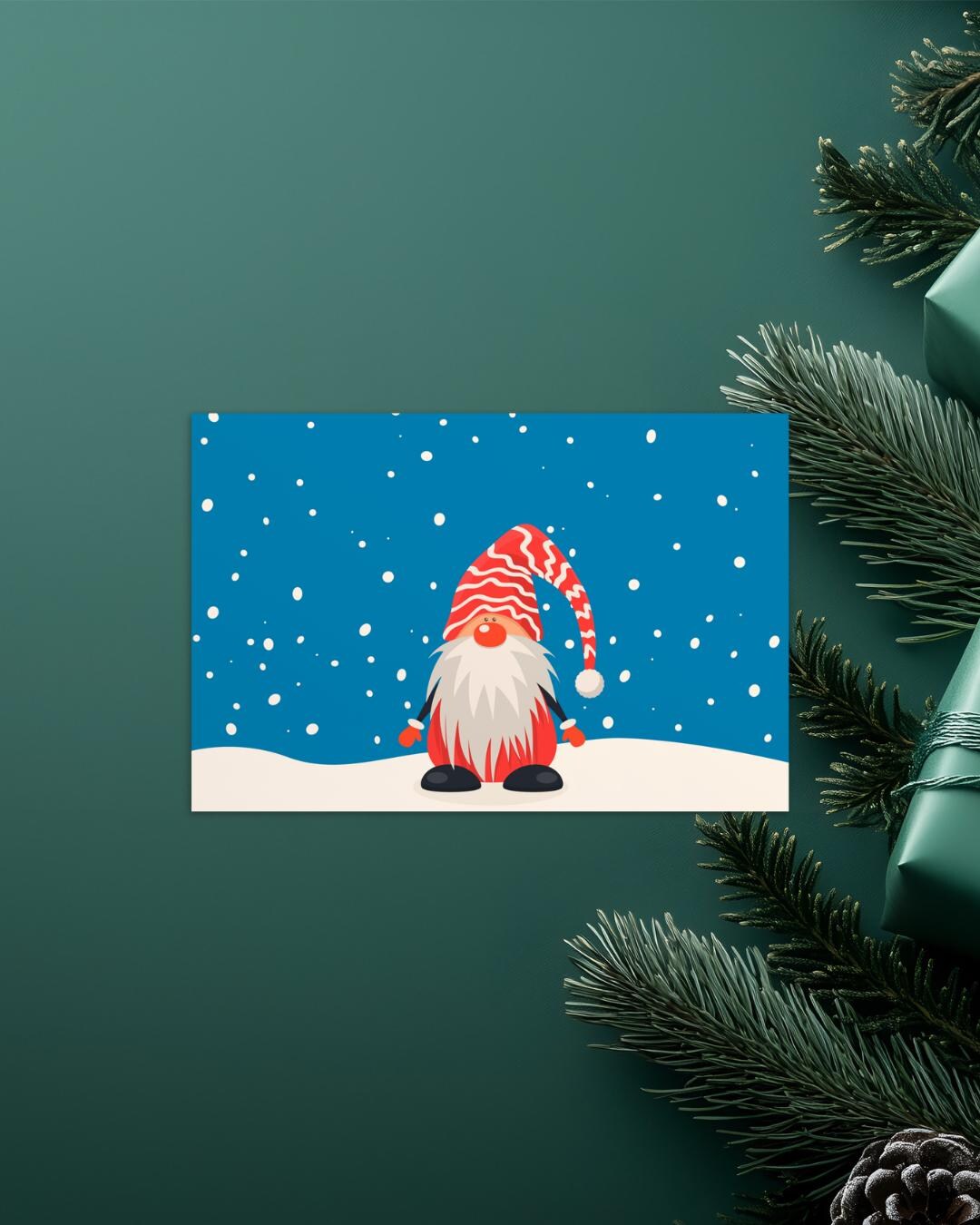 Cartão-postal de Natal com anão, Cartão-postal de Natal, Cartão-postal ...