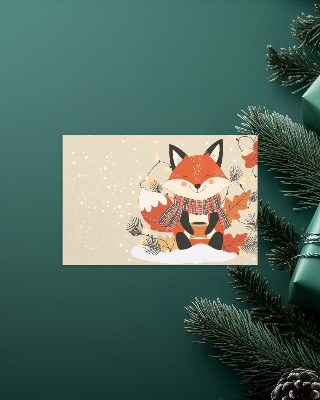 CHRISTMAS FOX Postcard, Fox Postcard, Cute Animals Standard Postcard ...