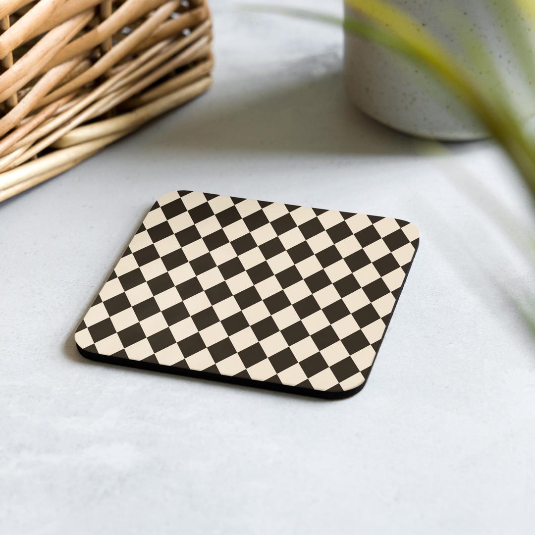 RHOMBUS Coaster Shapes Aesthetic Cork Back Coaster Black Beige Coaster ...