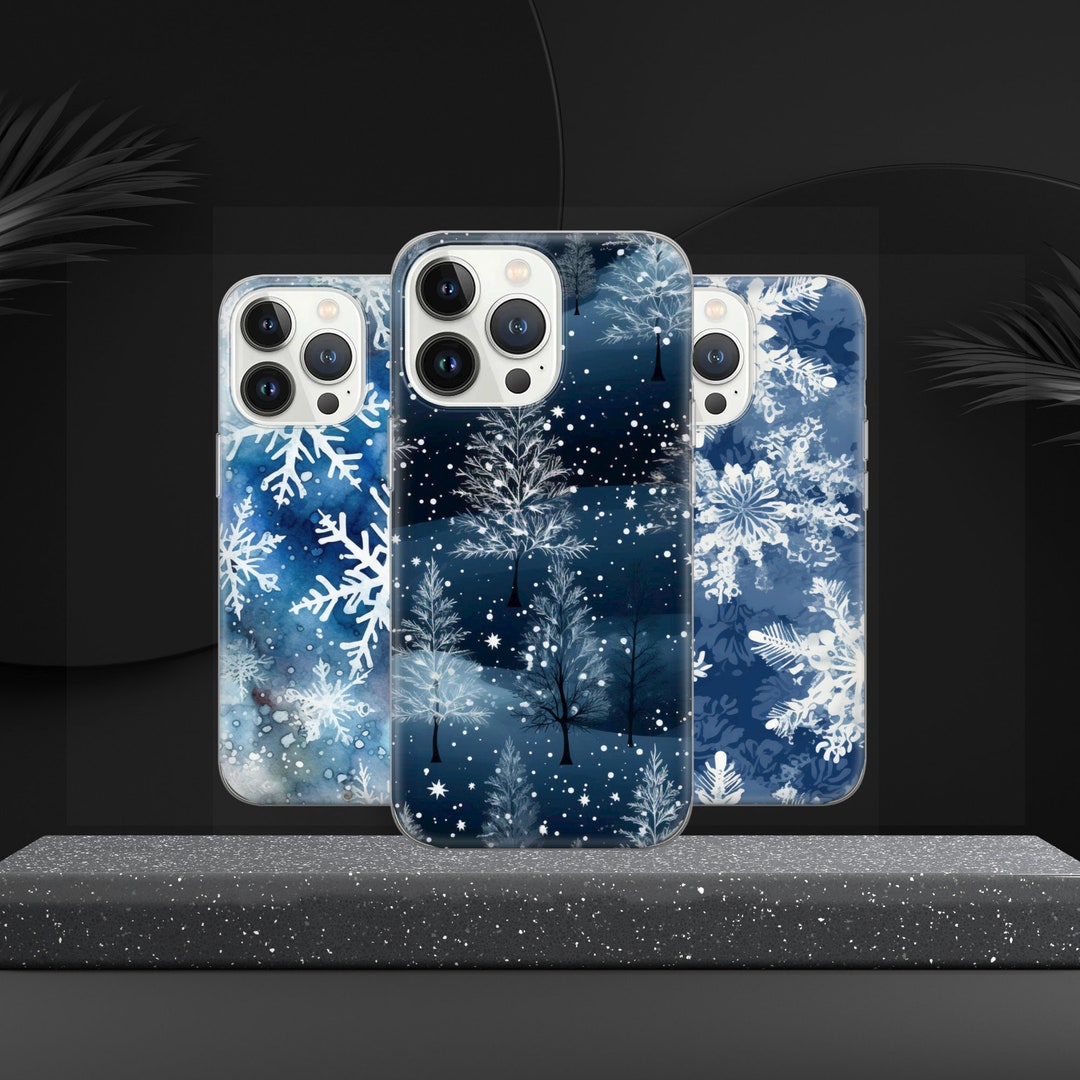 Snowflake Phone Case Winter Cover for iPhone 15 14 13 12, Samsung S23 ...