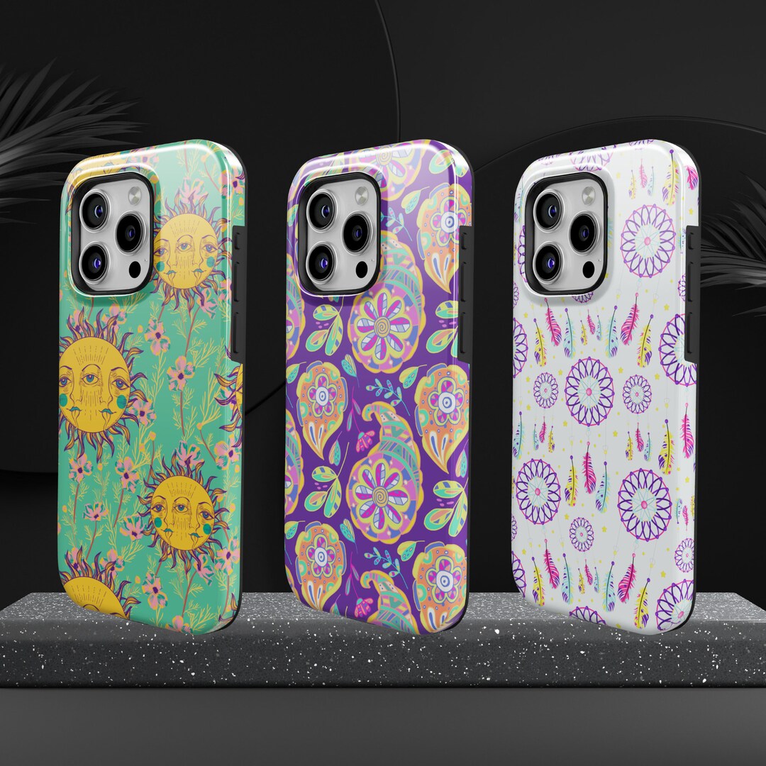 Bohemian Phone Case Hippie Cover Tough for iPhone 15pro, 14, 13, 12, 11 ...